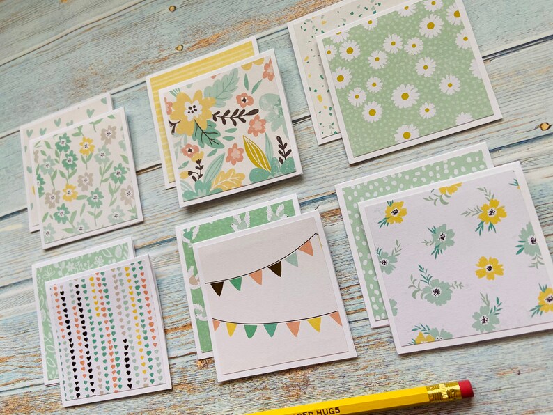 Mint Yellow Mini Cards, Pack of 12, DIY Crafts, Blank 3x3 Enclosure ...