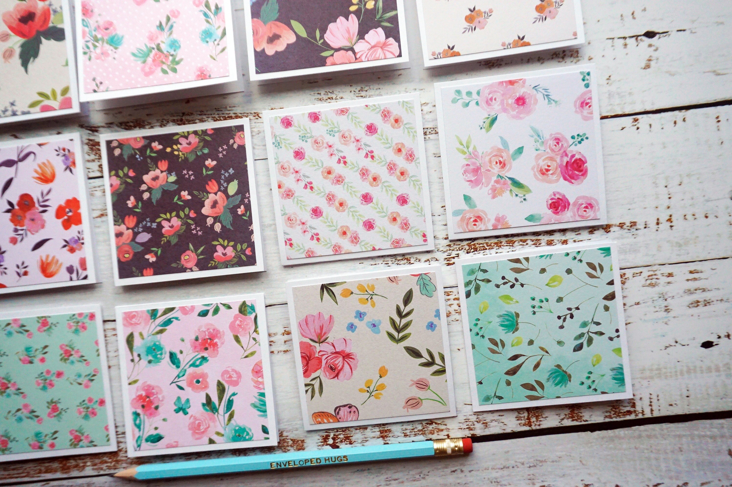 Mini Cards Set of 12, Blank 3x3 Cards, Enclosure Cards for Gifts and ...