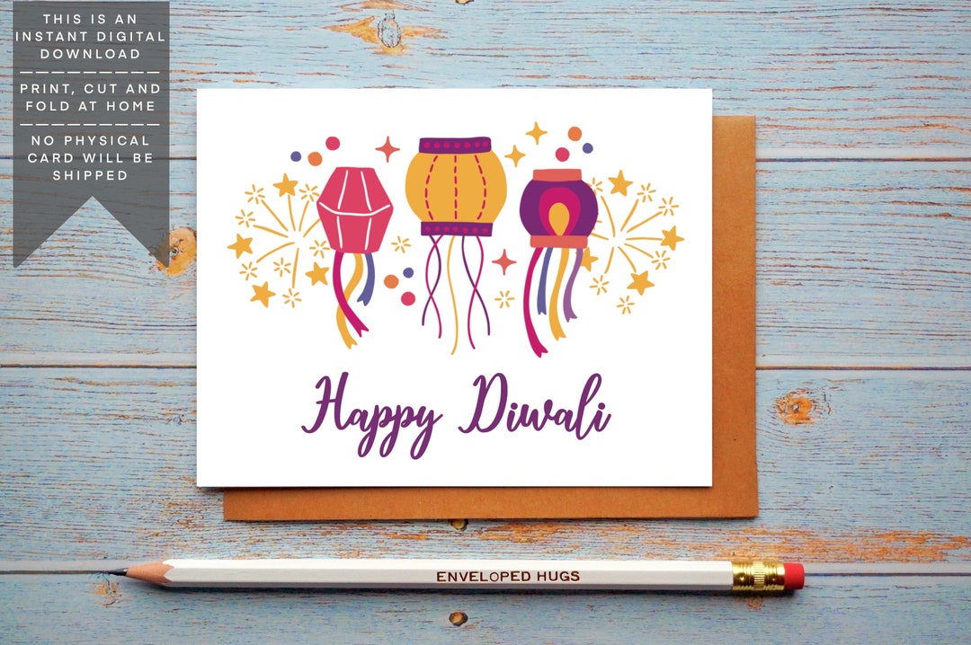 Instant Download, Digital Diwali Card, Printable Deepavali Card ...