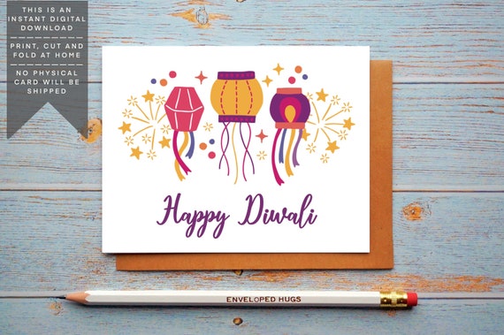 Instant Download Digital Diwali Card Printable Deepavali - Etsy