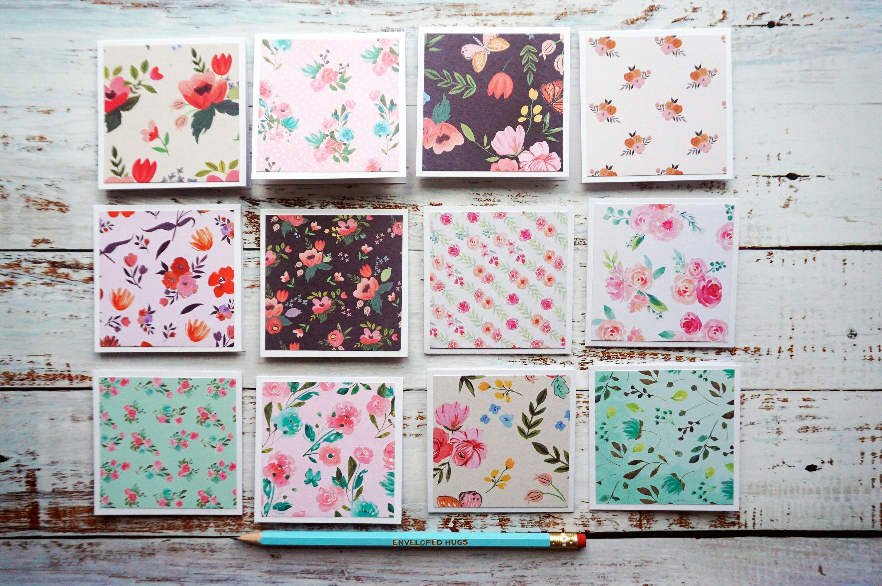 Mini Cards Set of 12, Blank 3x3 Cards, Enclosure Cards for Gifts and ...