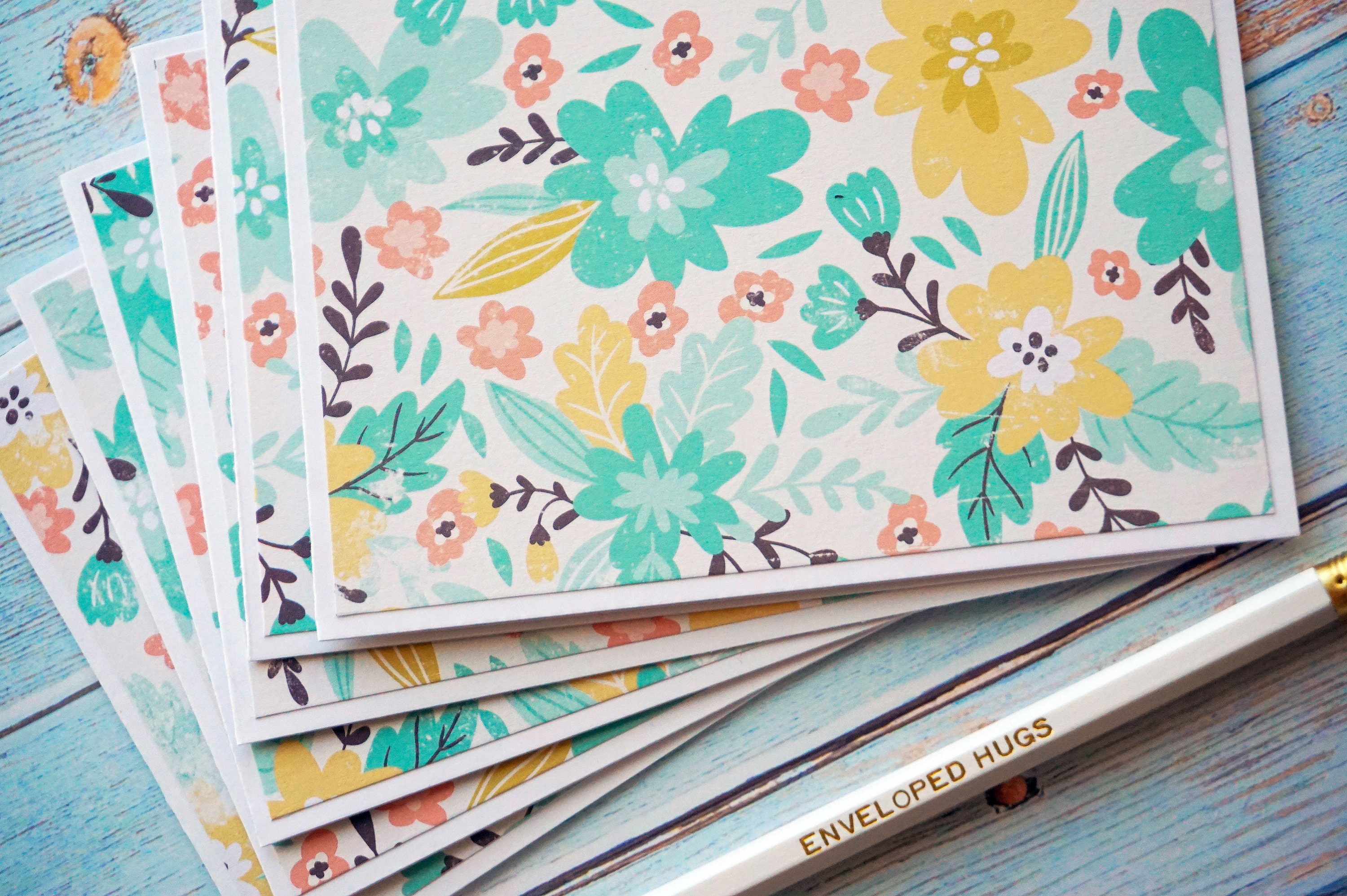 Floral Blank Cards Pack of 6, Hello Cards, Bulk Blank Cards, Florist ...