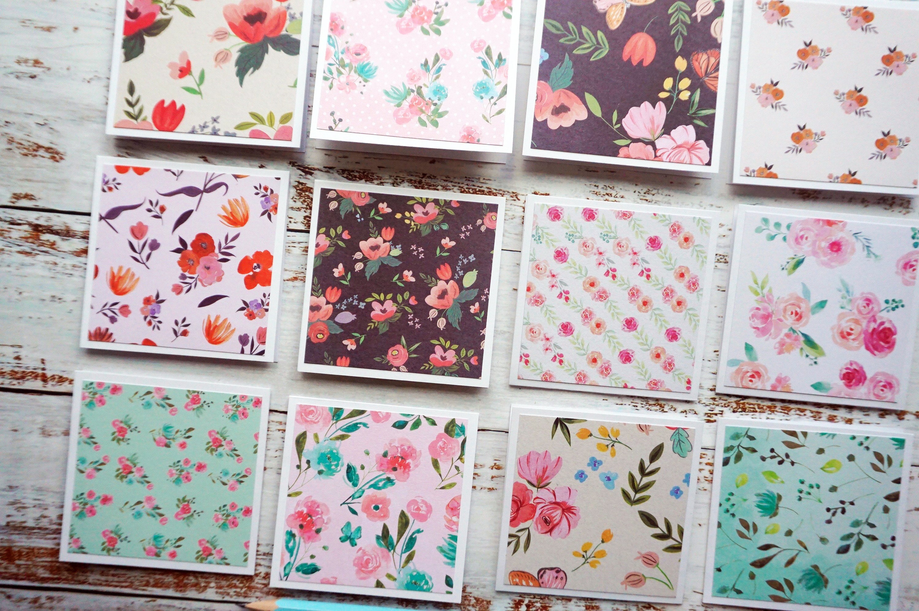 Mini Cards Set of 12, Blank 3x3 Cards, Enclosure Cards for Gifts and ...