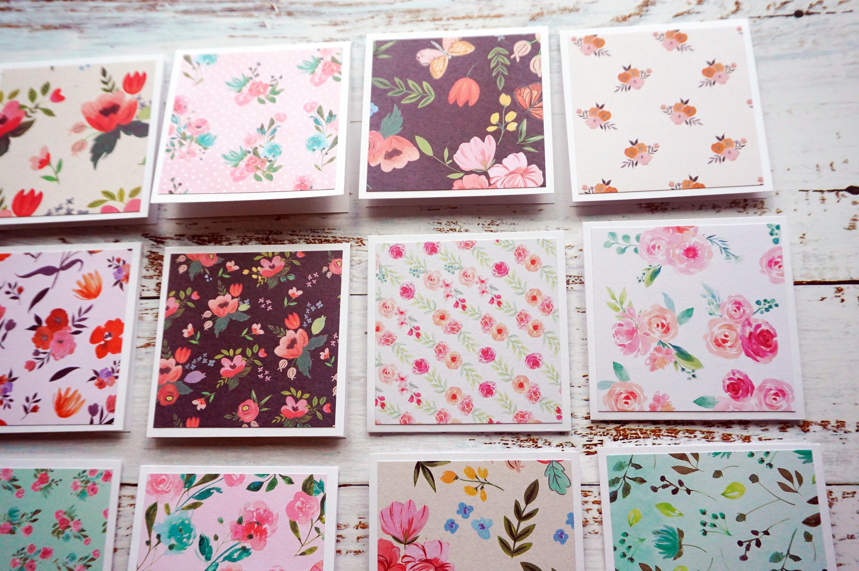 Mini Cards Set of 12, Blank 3x3 Cards, Enclosure Cards for Gifts and ...