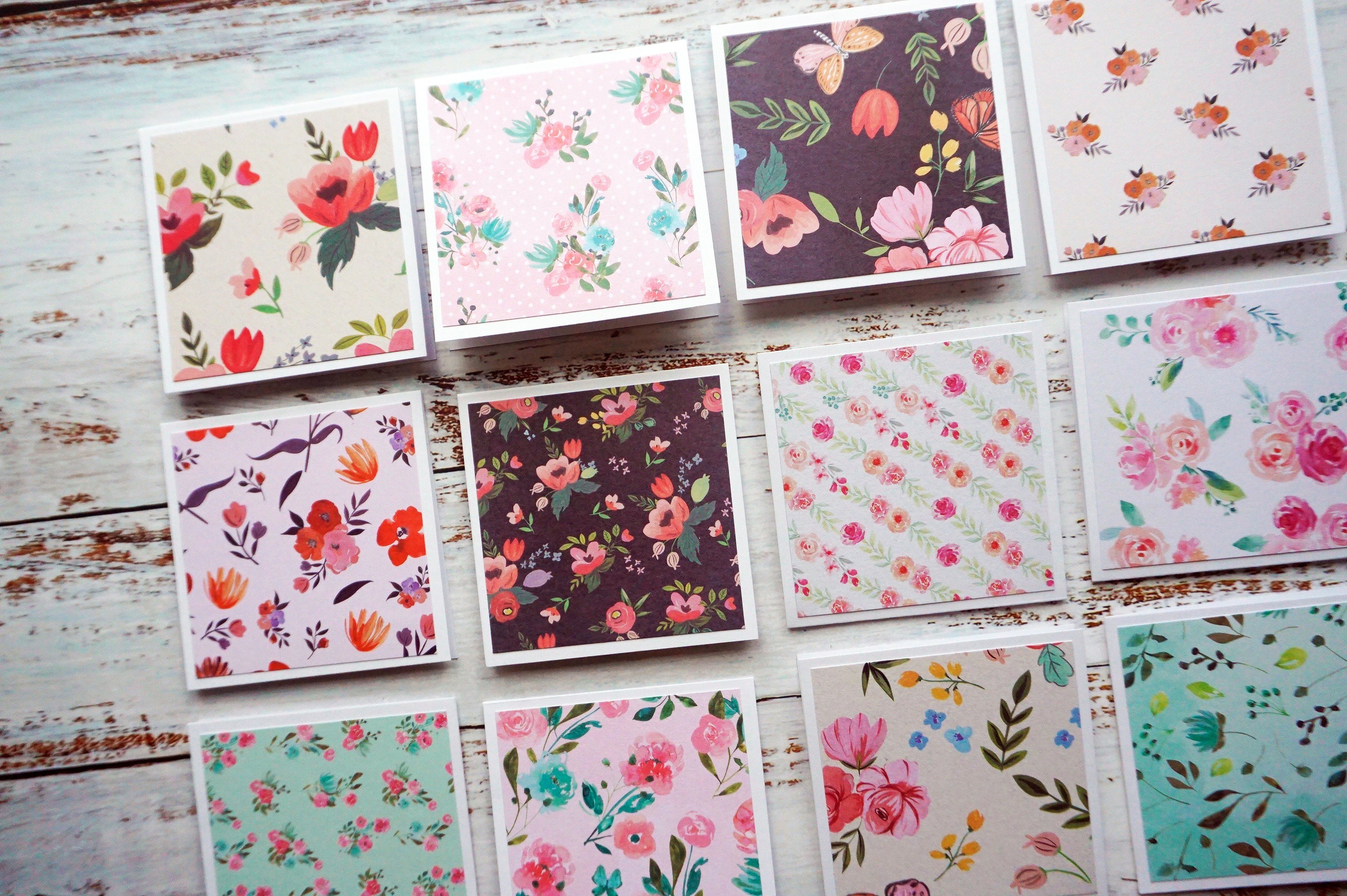 Mini Cards Set of 12, Blank 3x3 Cards, Enclosure Cards for Gifts and ...