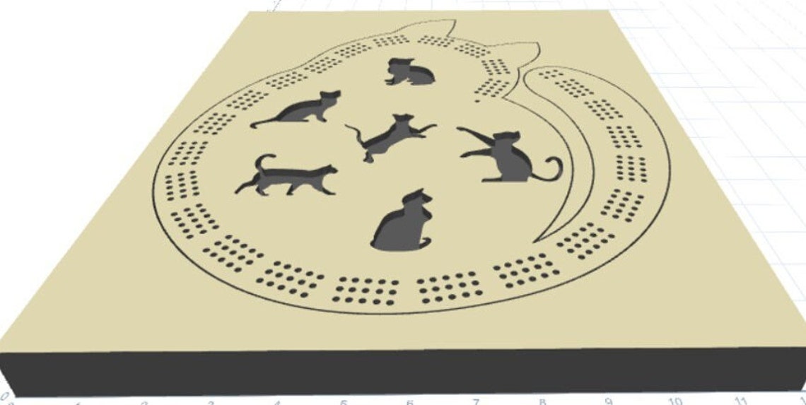 Cat Design Cribbage Board - CNC FILES - Etsy
