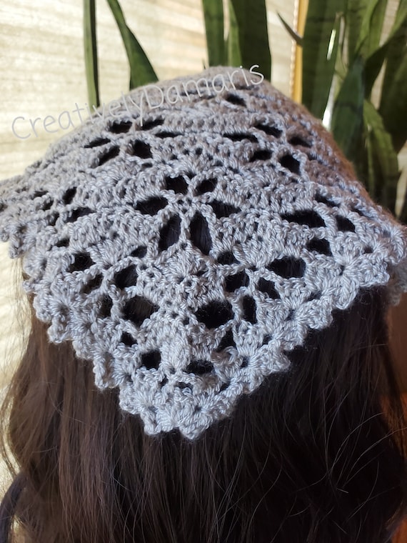 Lace Flower Crochet Kerchief/crochet Head Kerchief | Etsy