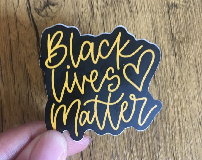 Black Lives Matter Hand-lettered Yellow BLM Donation Sticker - Etsy
