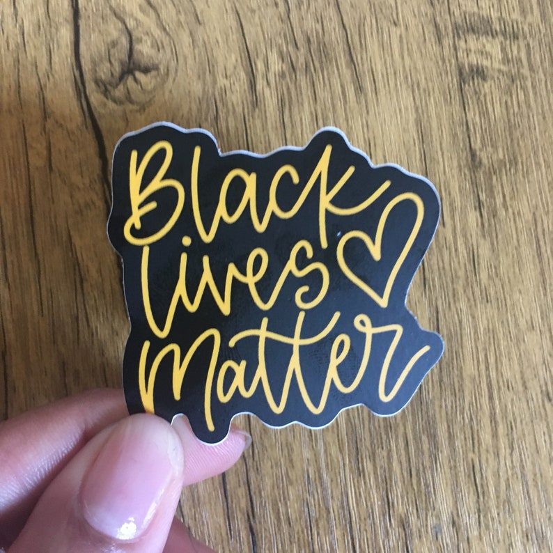 Black Lives Matter Hand-lettered Yellow BLM Donation Sticker - Etsy