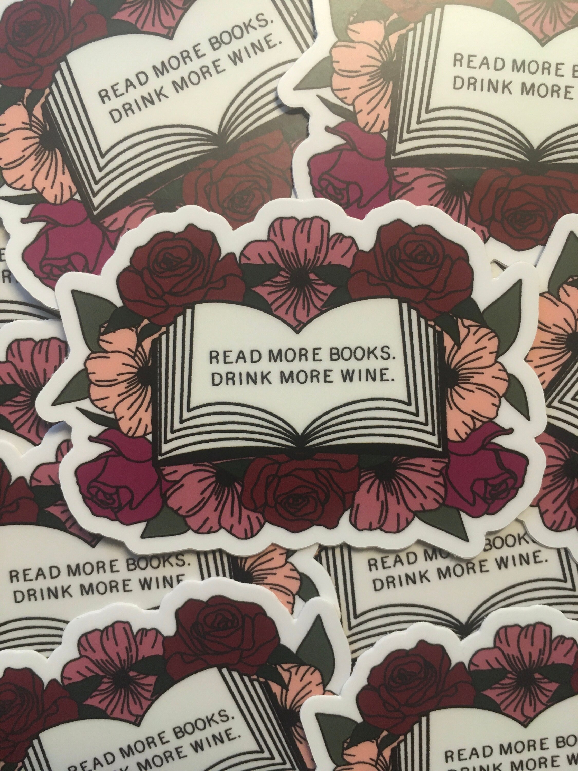 Red More Books. Drink More Wine. Sticker Bookish Sticker | Etsy
