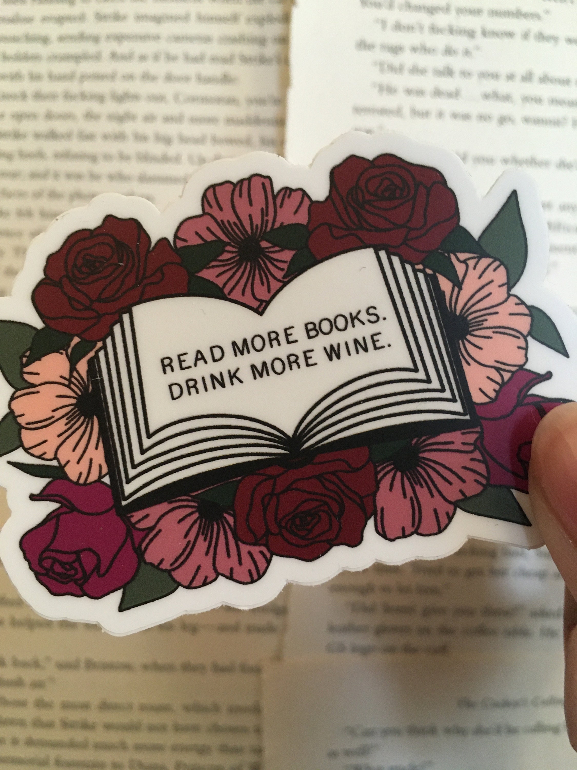 Red More Books. Drink More Wine. Sticker Bookish Sticker | Etsy
