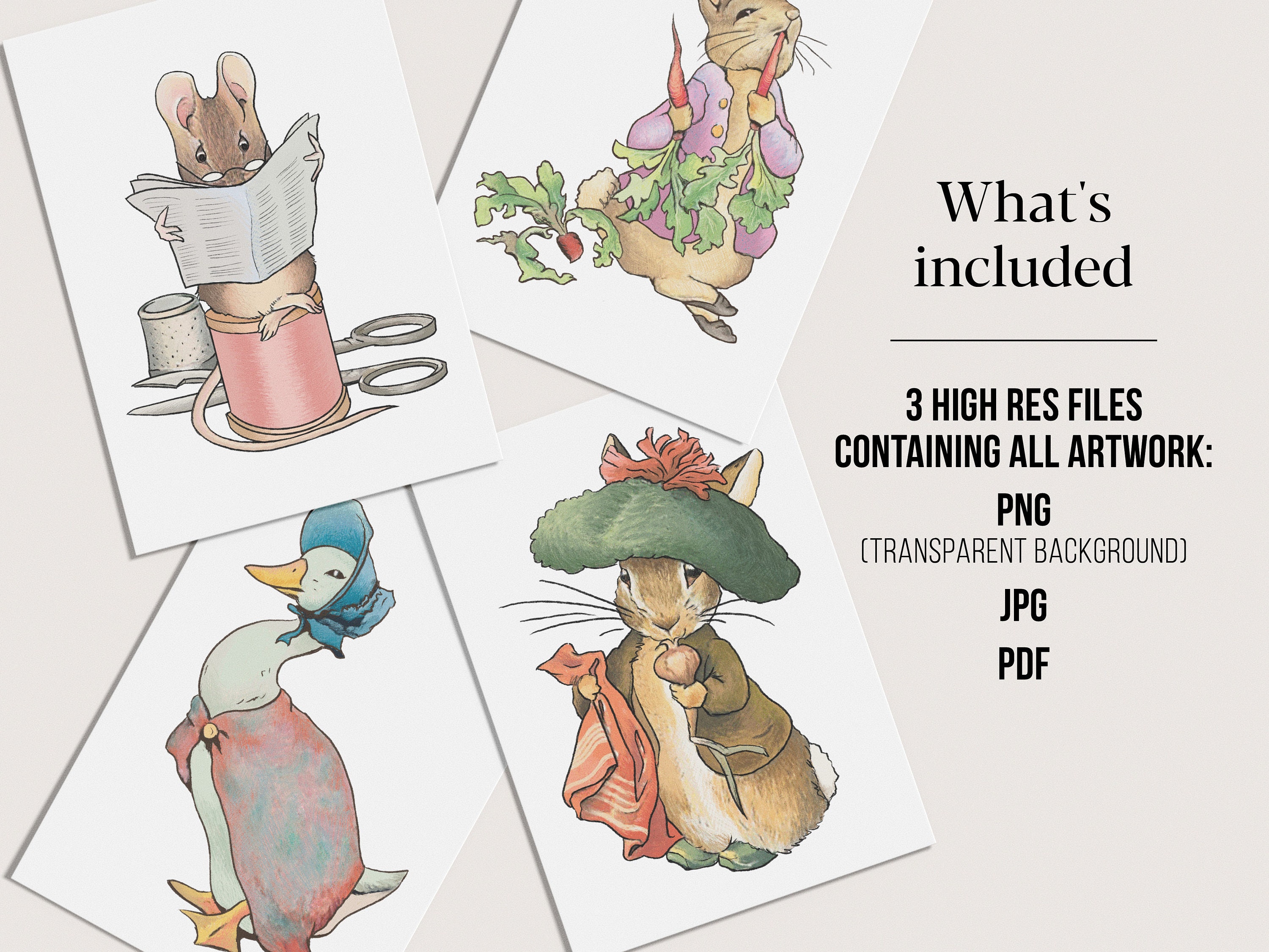 Beatrix Potter Peter Rabbit & Friends Illustration Pack | Hand Drawn ...