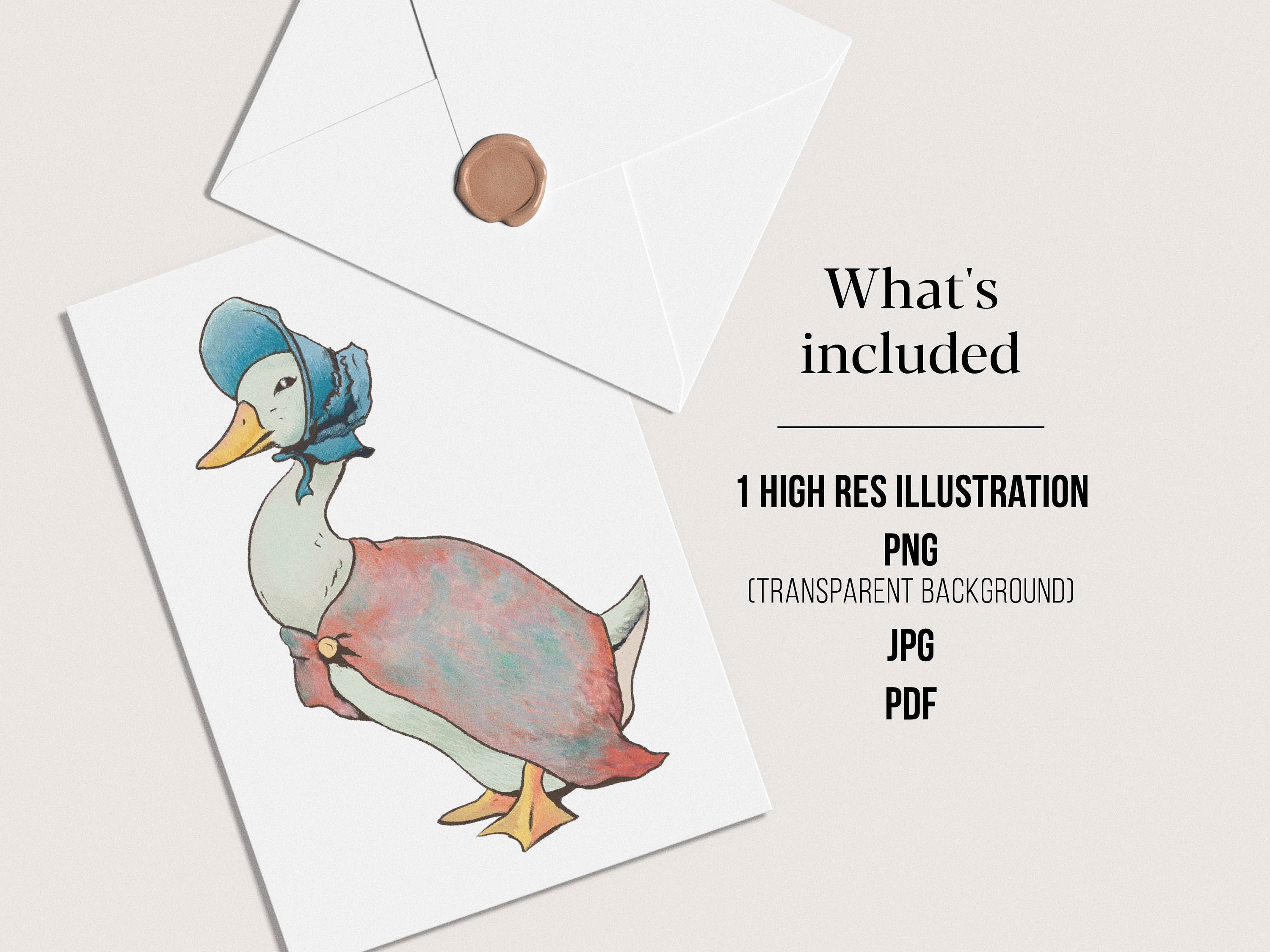 Beatrix Potter Mother Goose Illustration | Hand Drawn PNG, JPG, PDF ...