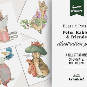 Beatrix Potter Peter Rabbit & Friends Illustration Pack | Hand Drawn ...