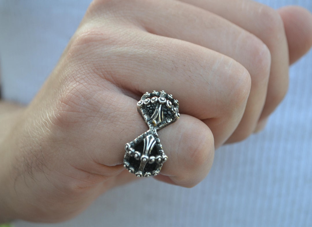 Silver Ring With Stingray Leather, Ring for Men, Handmade Ring, Men ...