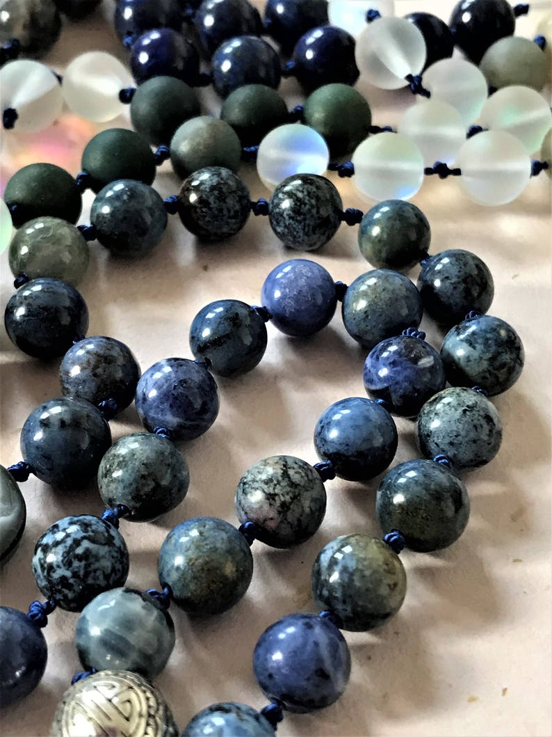 108 Mala, Boho Beads, Yoga Necklace, Handknotted Yoga Necklace ...