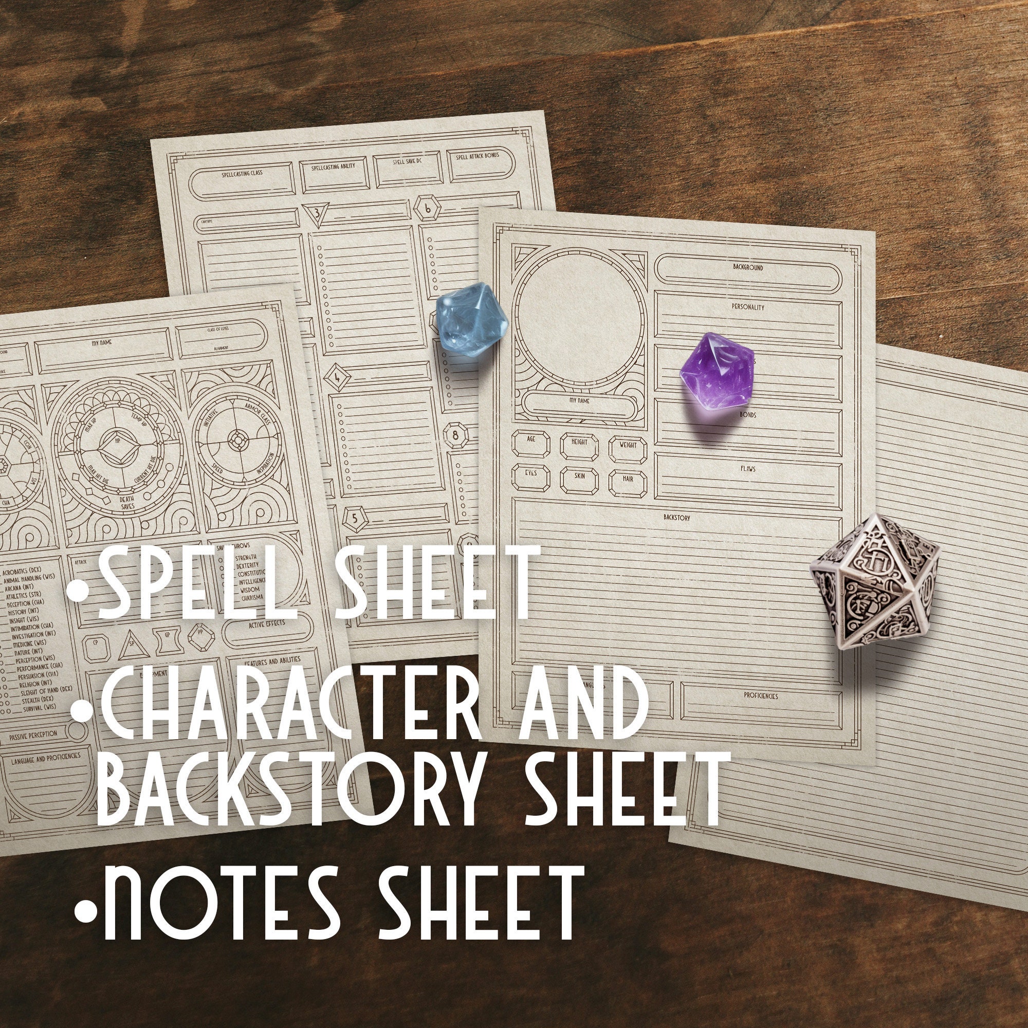 Dnd Character Sheet / Fillable PDF / Universal / Dungeons and Dragons ...