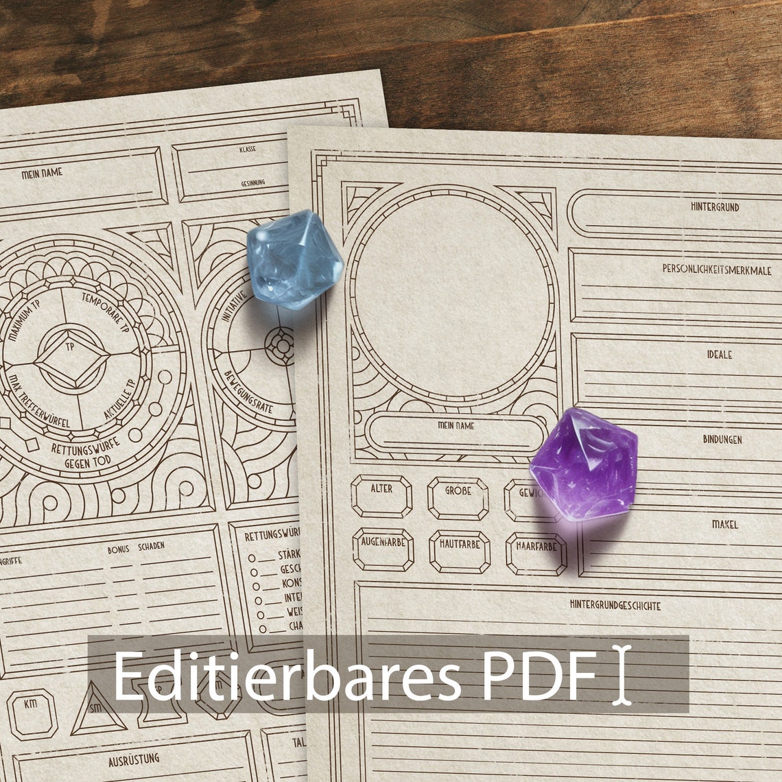 Dnd Character Sheet in German / Editable PDF / Dungeons and Dragons RPG ...