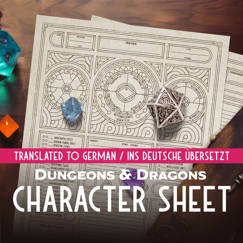 Dnd Character Sheet in German / Editable PDF / Dungeons and Dragons RPG ...