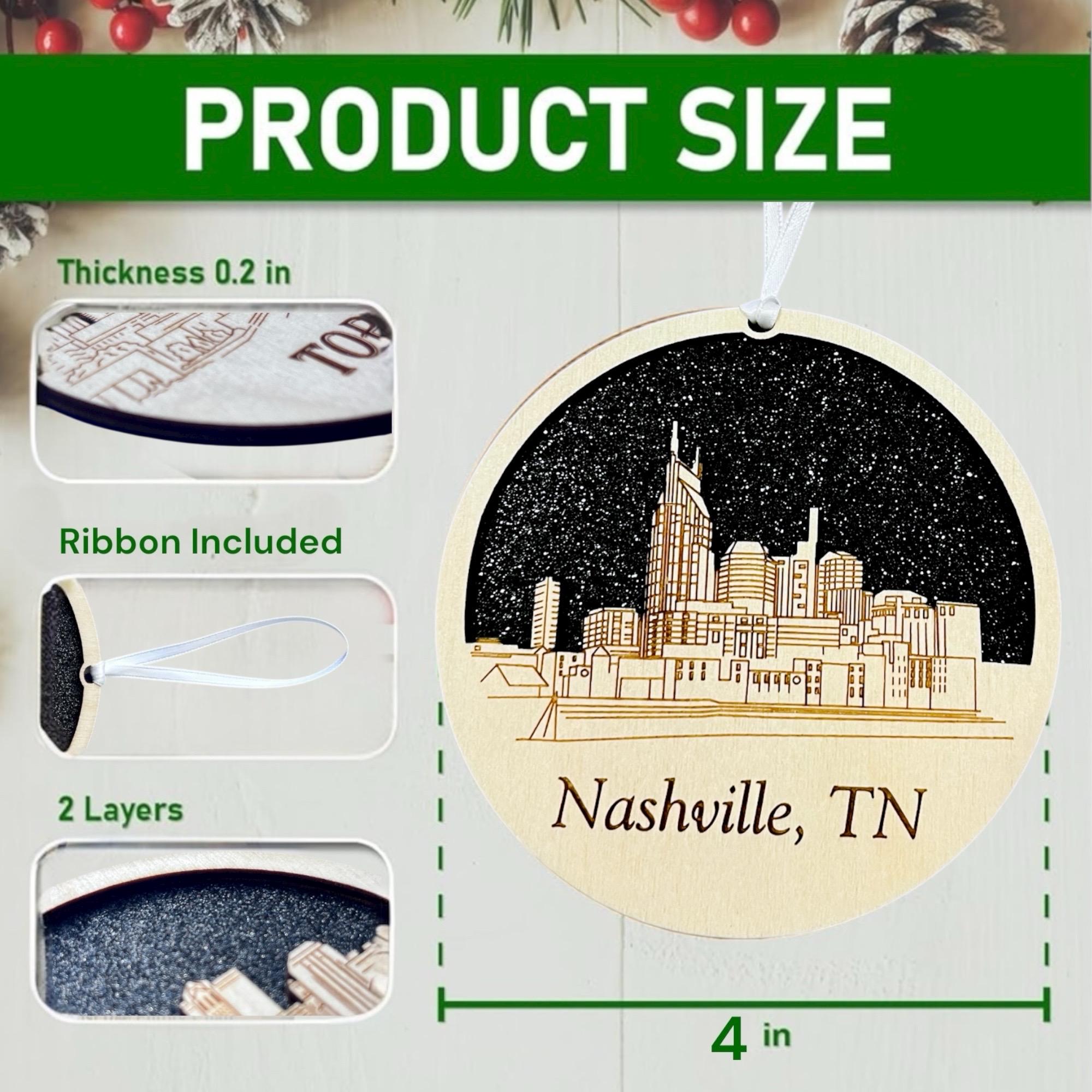 Nashville Skyline Christmas Ornament, Nashville Tennessee Ornament ...