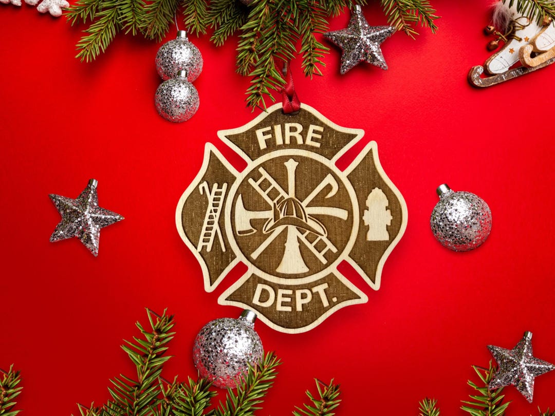 Firefighter Ornament – Wood Laser Engraved Firefighter Christmas Gift ...