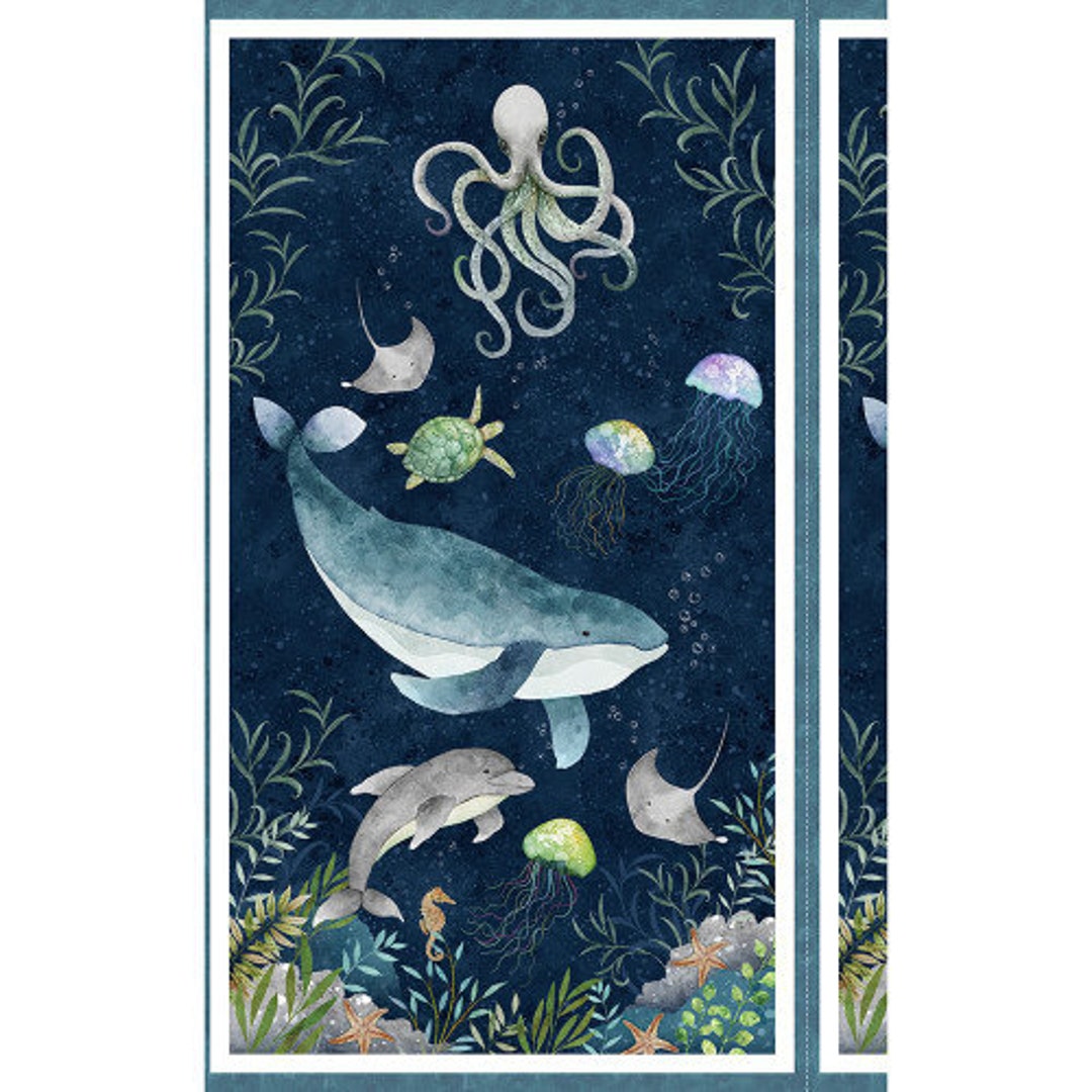 Paradise Bay Panel Whale Dolphin Octopus Turtle Fish Ocean - Etsy