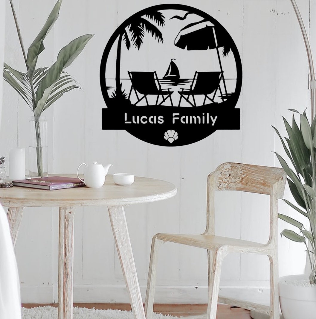 Beach Monogram, Metal Personalized Sign - Etsy