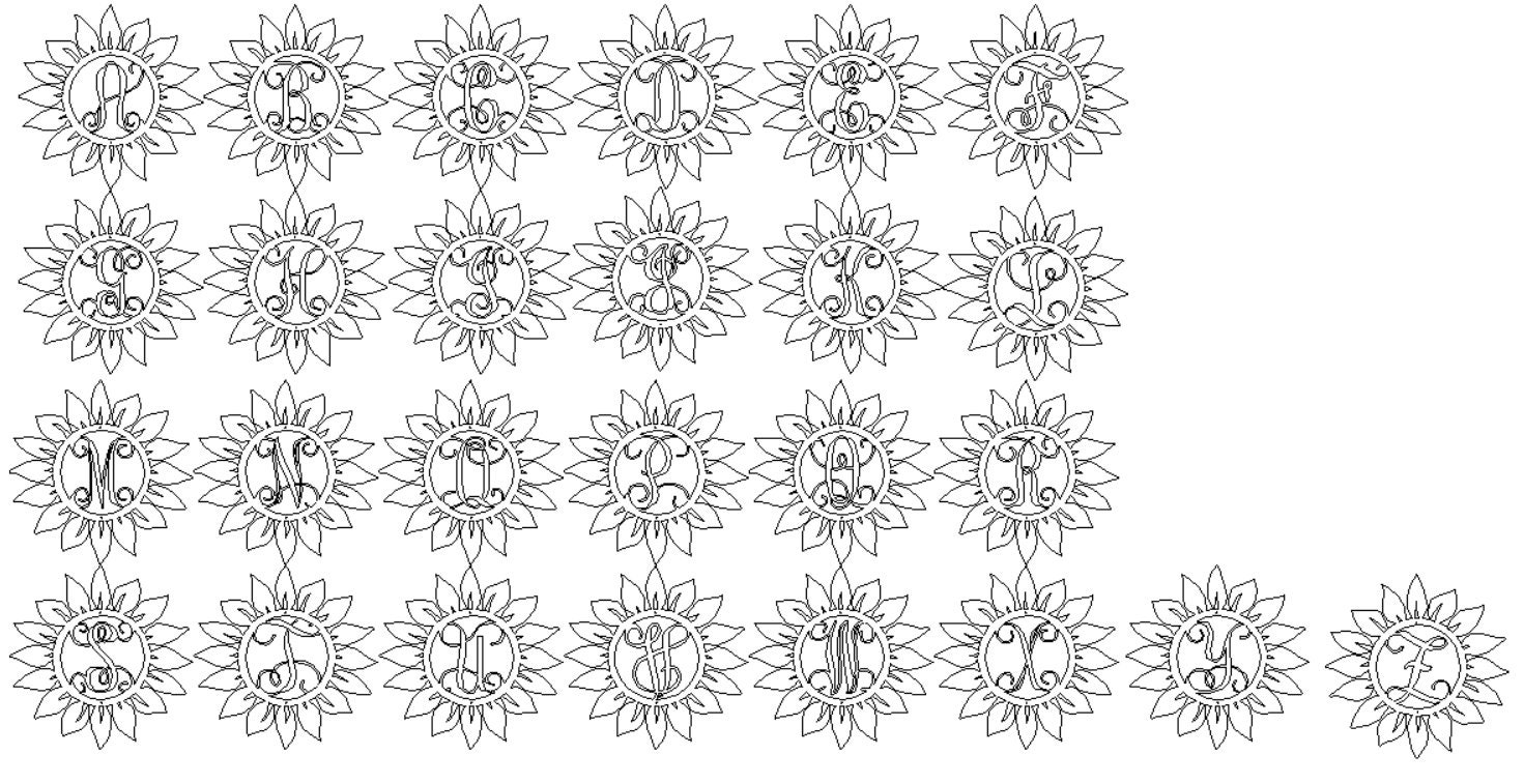 Sunflower Monogram Dxf Digital Download Laser Cut CNC Plasma Water Jet ...