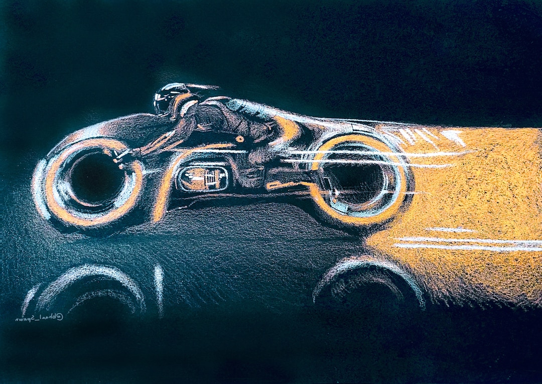 Print - Crayon Drawing - Tron Light Bike - Sizes 8" X 12" to Poster - Etsy