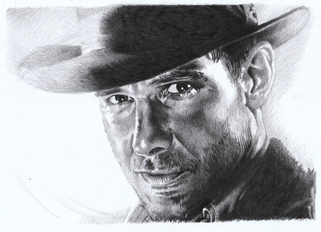 Original Pencil Drawing - Harrison Ford as Indiana Jones - Etsy