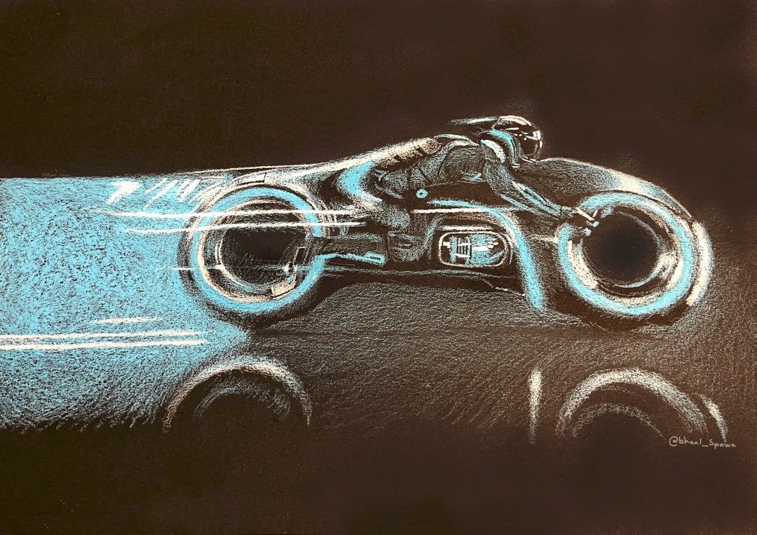 Print - Crayon Drawing - Tron Light Bike - Sizes 8" X 12" to Poster - Etsy