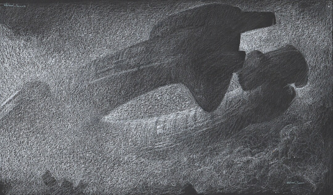 Print Crayon Drawing Alien Space Jockey Craft Sizes 8 X 12 to Poster - Etsy