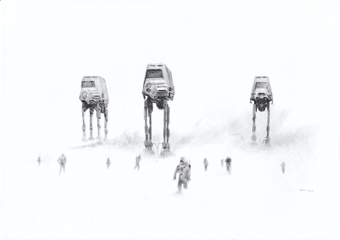 Original Pencil Drawing Hoth Attack Size A4 8x12 - Etsy