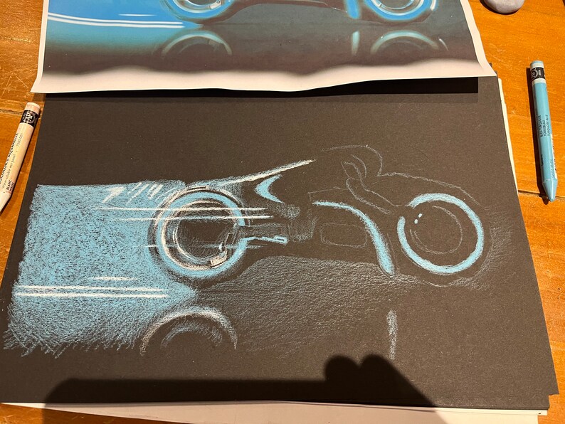 Print - Crayon Drawing - Tron Light Bike - Sizes 8" X 12" to Poster - Etsy