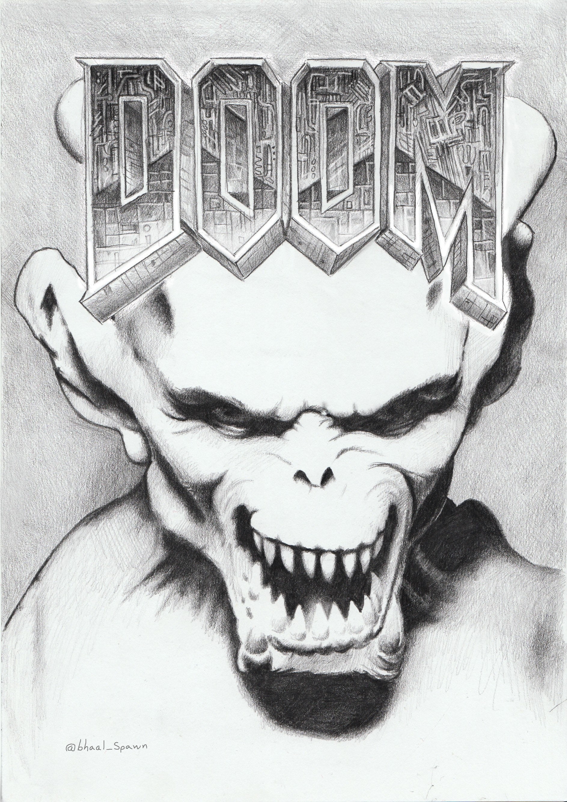 Print Original Pencil Drawing Doom Sizes 8 X 12 to Poster - Etsy