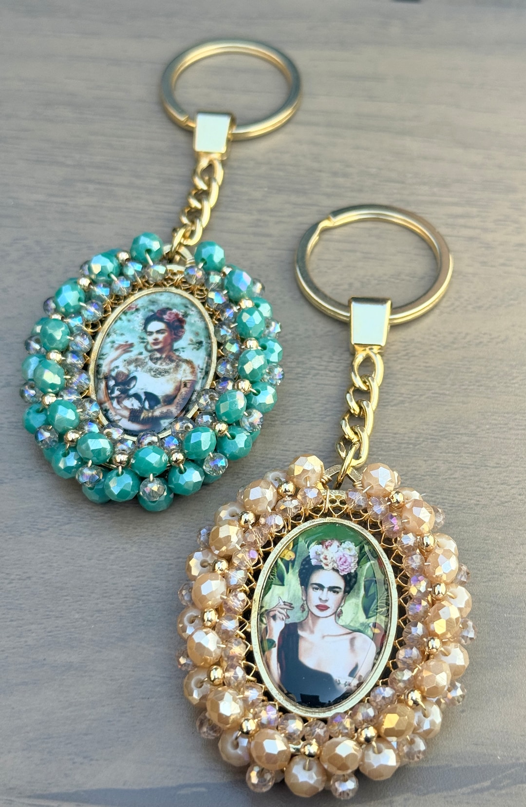 Frida Kahlo Keychain: Double-sided Crystal Beaded Bag Charm - Etsy