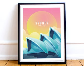 Sydney Opera House Art Print Sydney Australia Travel Poster - Etsy