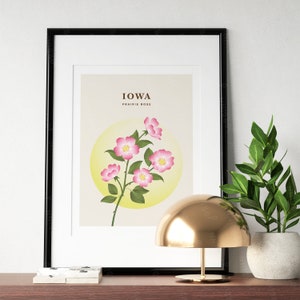 Iowa Print Iowa State Flower Poster Prairie Rose | Etsy