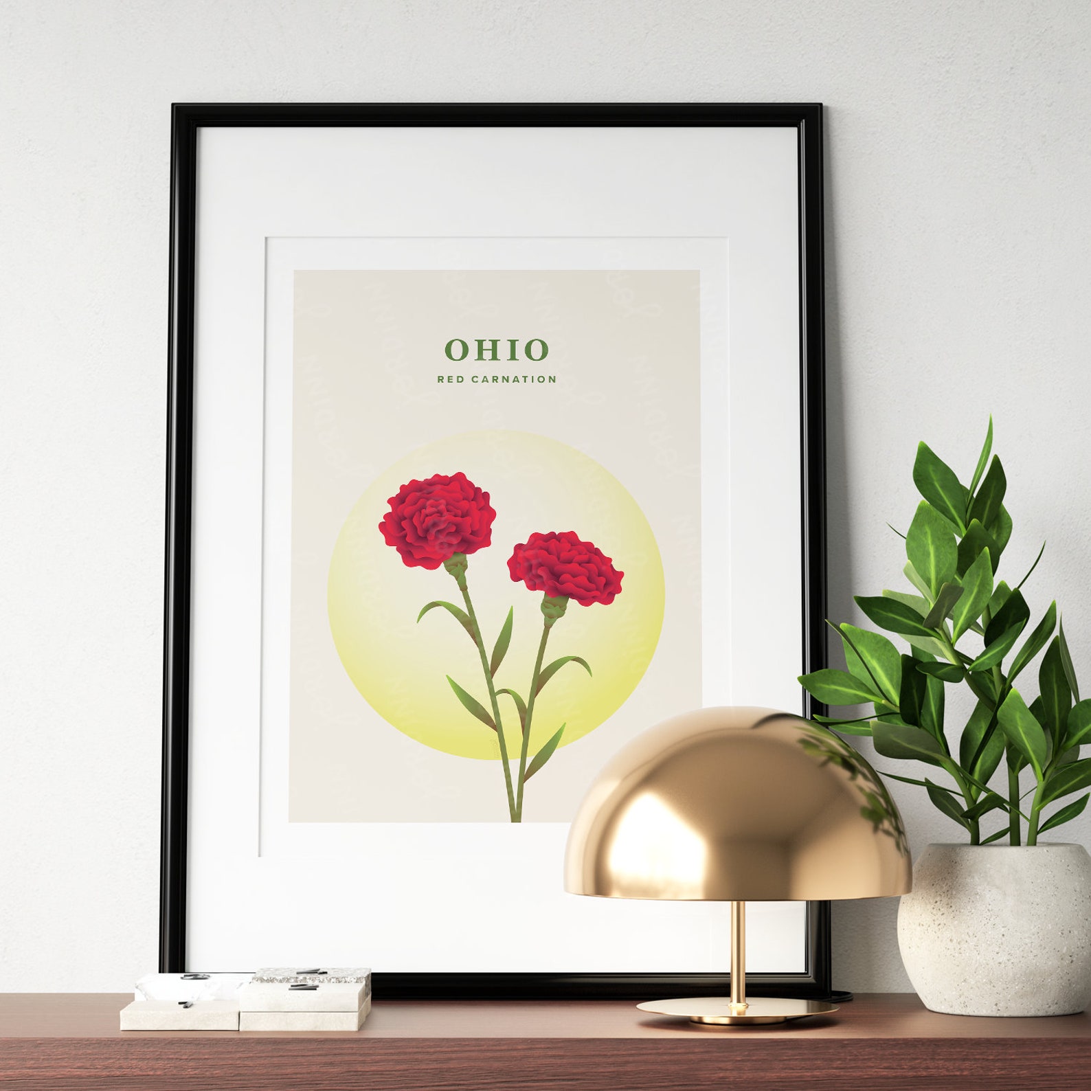 Ohio Print State Flower Poster Red Carnation Flower - Etsy