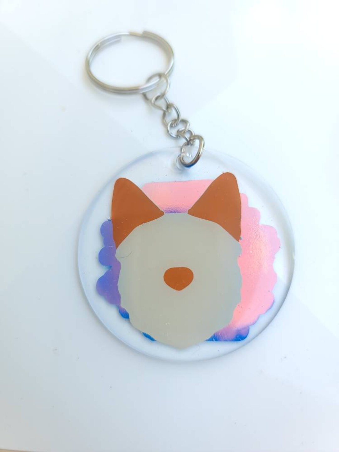 PREMADE Australian Cattle Dog Purple Iridescent Keychain - Etsy