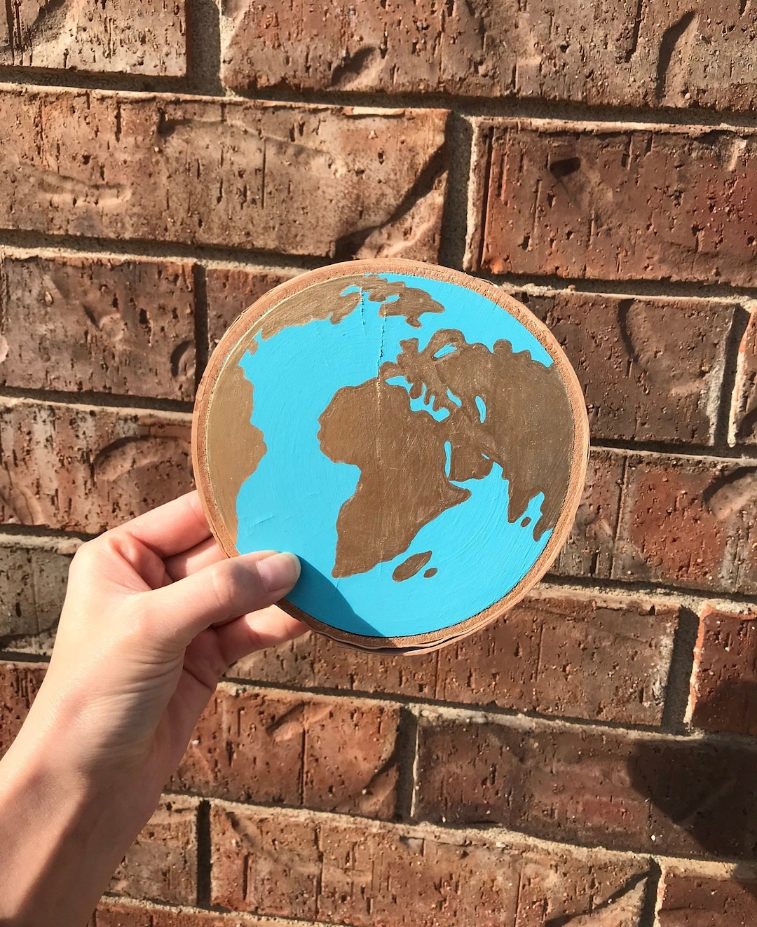 Small Hand-painted Map Wood Slice - Etsy