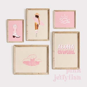 Coastal Cowgirl Wall Art Set of 5, Printable, Western Aloha Cowgirl ...