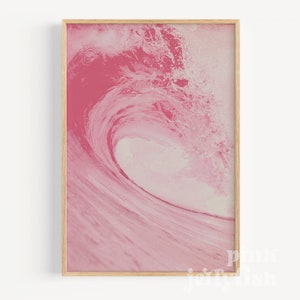 Pink Wave Print, Trendy Beach Wall Art, Aesthetic, Ocean, Digital ...