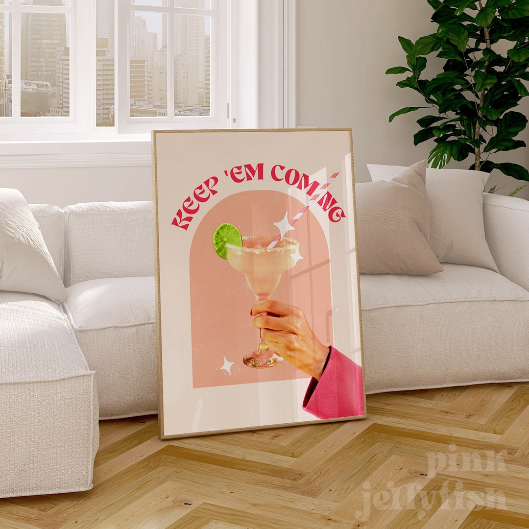 Keep Em Coming, Bar Cart Art Print, Retro Cocktail Wall Art Printable ...