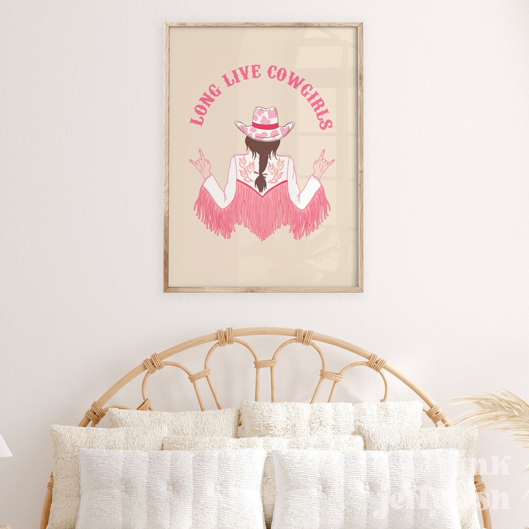 Long Live Cowgirls Print, Preppy Western Printable Wall Art, Brunette ...