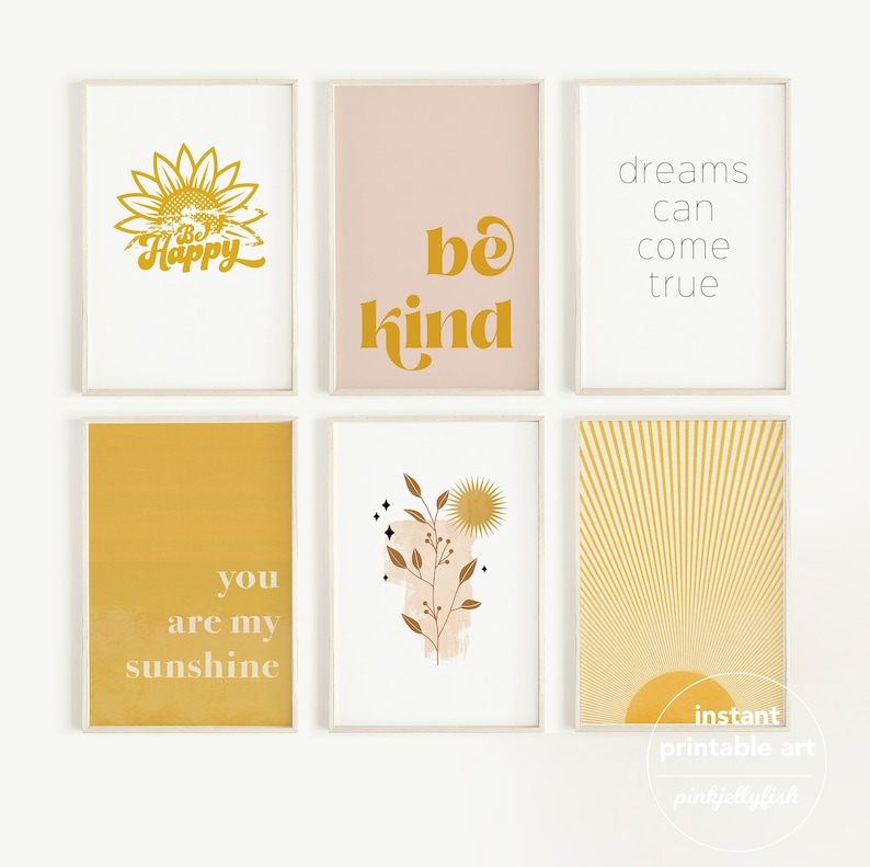 Boho Wall Decor Printable Quotes Gallery Wall Set of 6 | Etsy