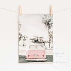 3 Piece Wall Art, Beach Pastel Wall Decor, Pink Kombi, Teen Girl Room ...