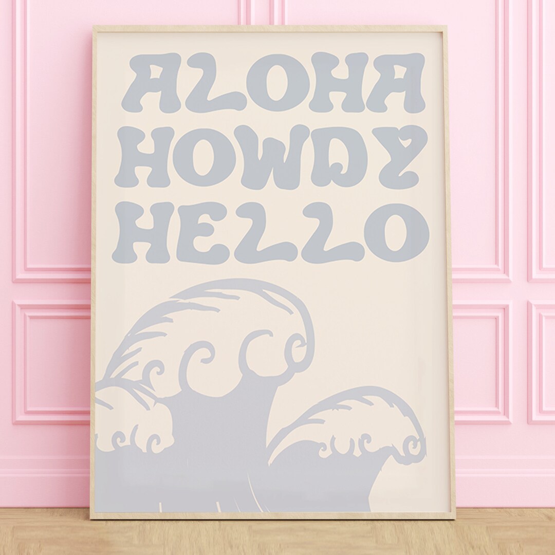 Aloha Howdy Hello Print, Coastal Cowgirl Wall Art, Wave Wall Art, Beach ...