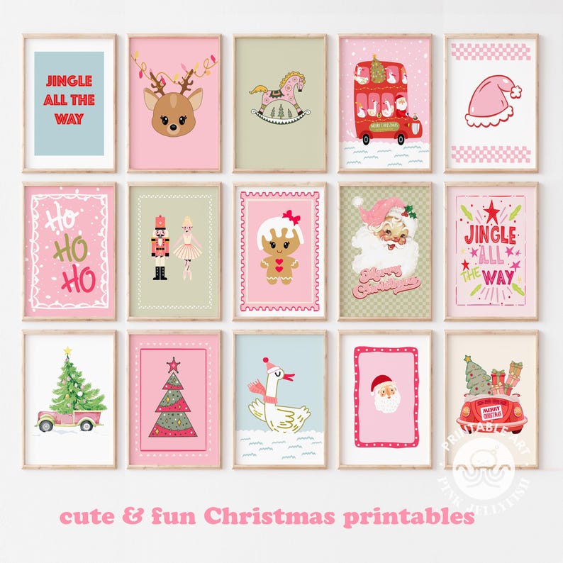 Christmas Wall Art Bundle 120+ Playroom Pink Christmas Kids Prints ...