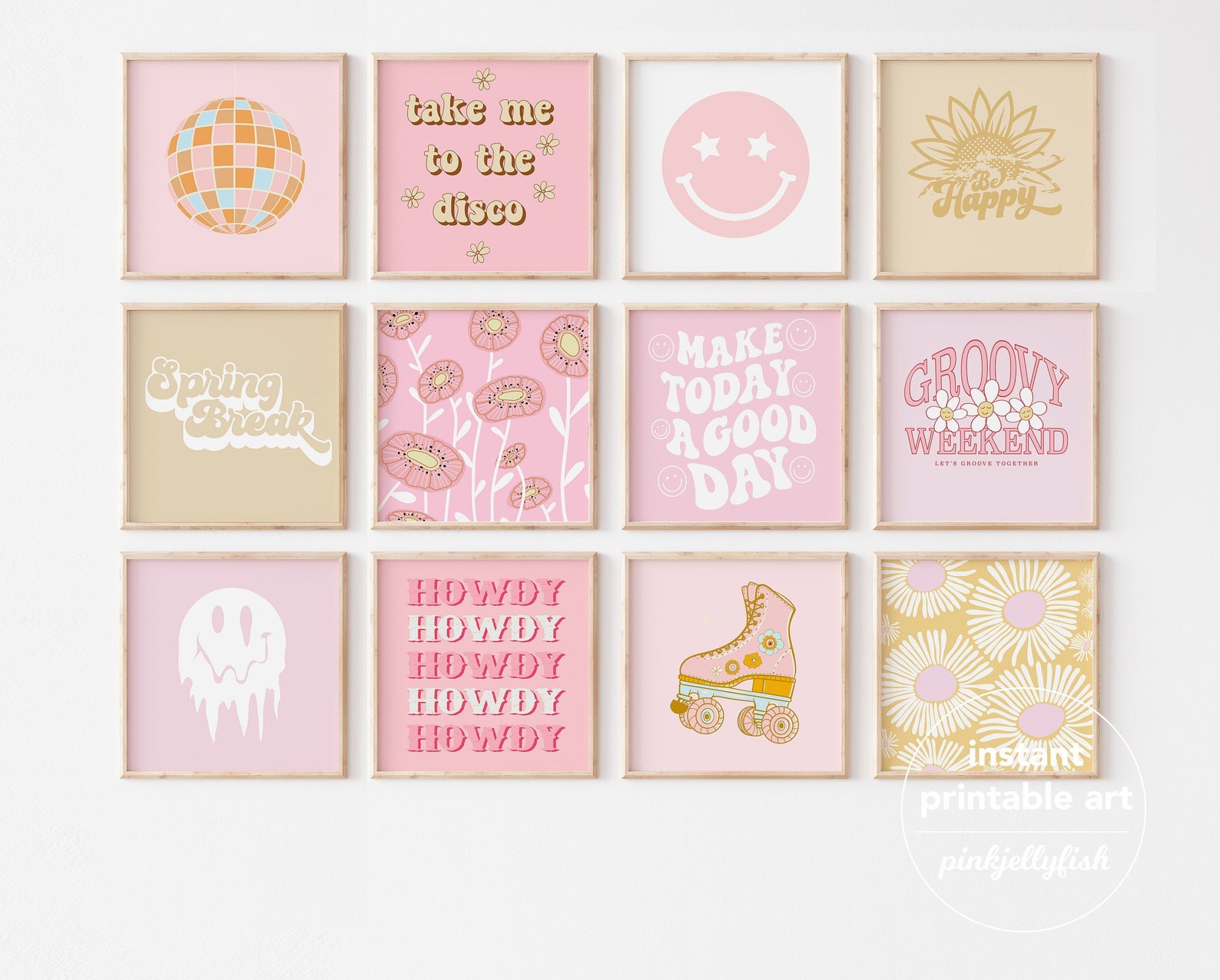 Pink Preppy Wall Art Set of 12 Preppy Room Decor Dorm Room - Etsy